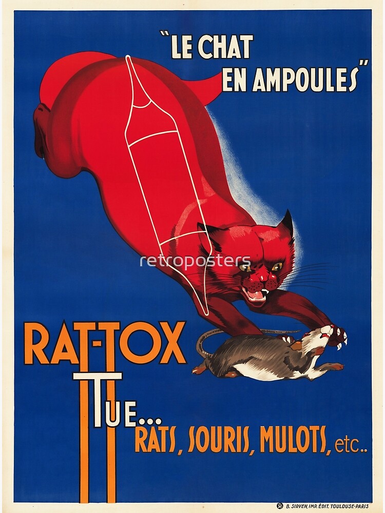 "RATTOX Kills Rats Mice Field Mice Etc 1934 Old France Advertising ...