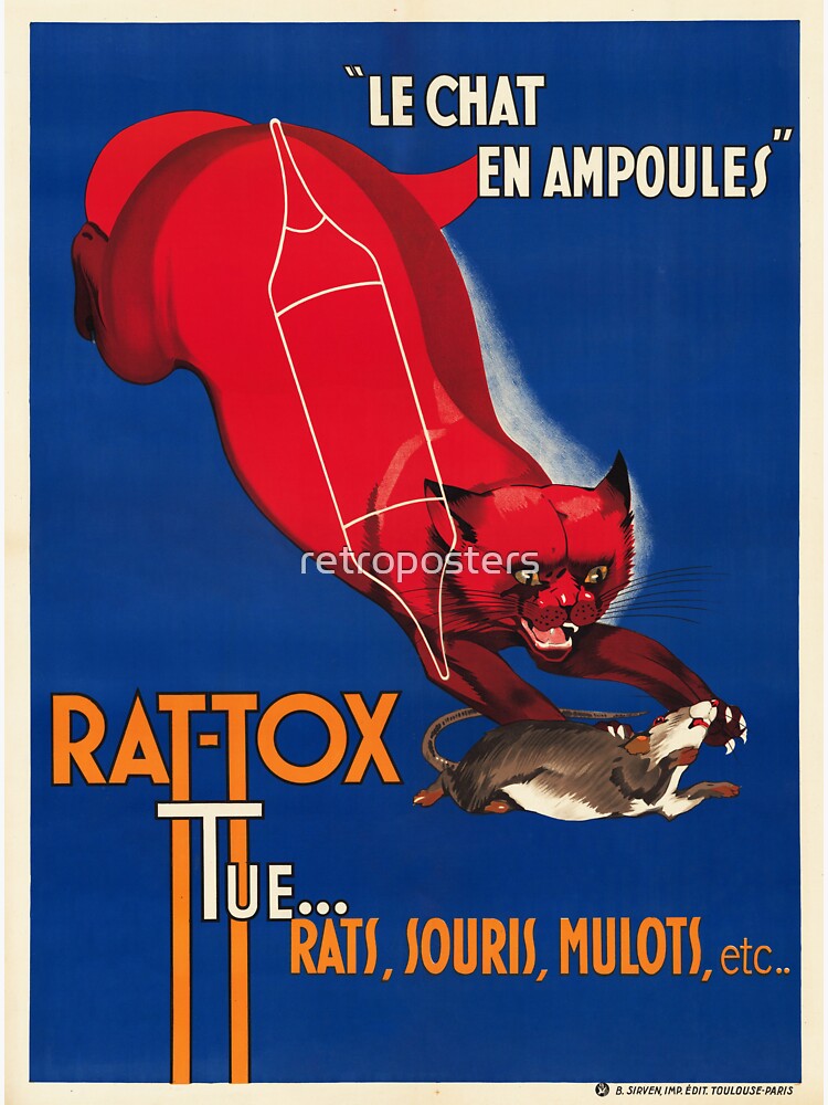 "RATTOX Kills Rats Mice Field Mice Etc 1934 Old France Advertising ...