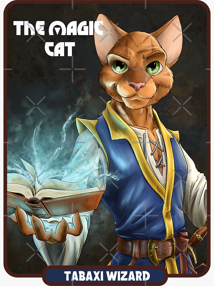 "The Book Of Magic Cat - Tabaxi Wizard" Sticker for Sale by ...