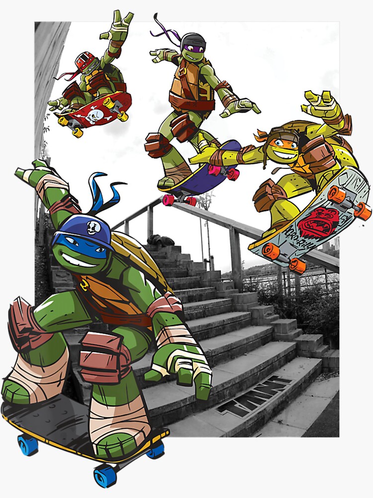"Teenage Mutant Ninja Turtles Skateboarding Crew" Sticker for Sale by ...