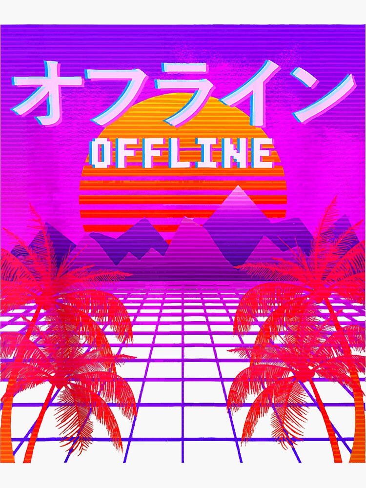 "Aesthetic Offline Vaporwave Anime EDM Japanese Music" Sticker for Sale ...