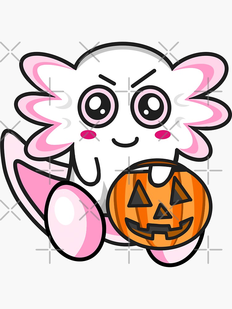 "Funny Kawaii Axolotl Ghost In Cute Halloween Costume" Sticker for Sale ...