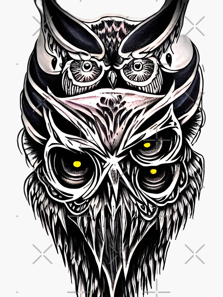 Pegatina «Abstracto Demoníaco Serpiente Búho Monstruo Cráneos» de ...