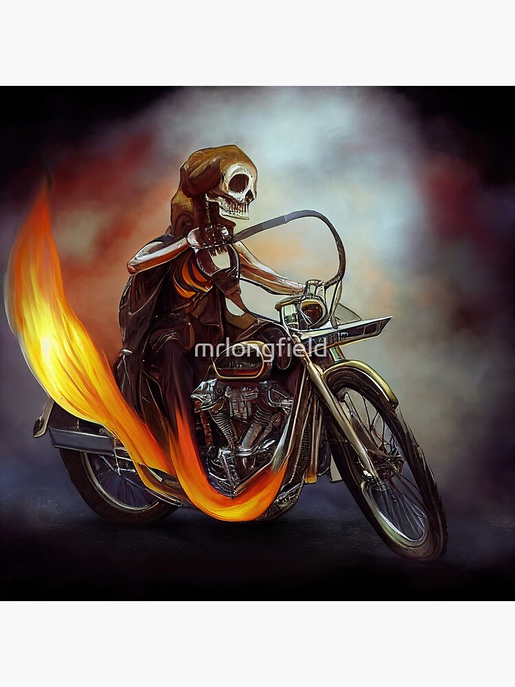 "Skeleton from hell riding a motorcycle. Image digital creation ...