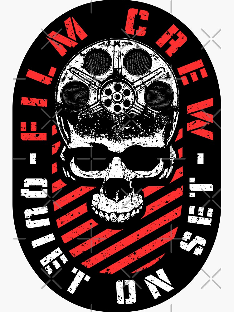 "Film Crew Quiet On Set Filmmaker Director Halloween Skull" Sticker for ...