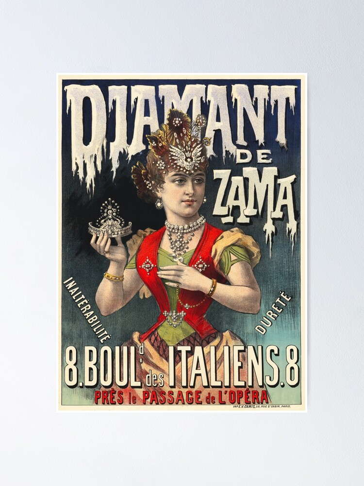 Poster « DIAMANT DE ZAMA 1889 Affiche de théâtre français vintage ...