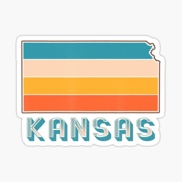 "70S 80S Retro State Outline Art Souvenir Kansas City Kansas" Sticker ...