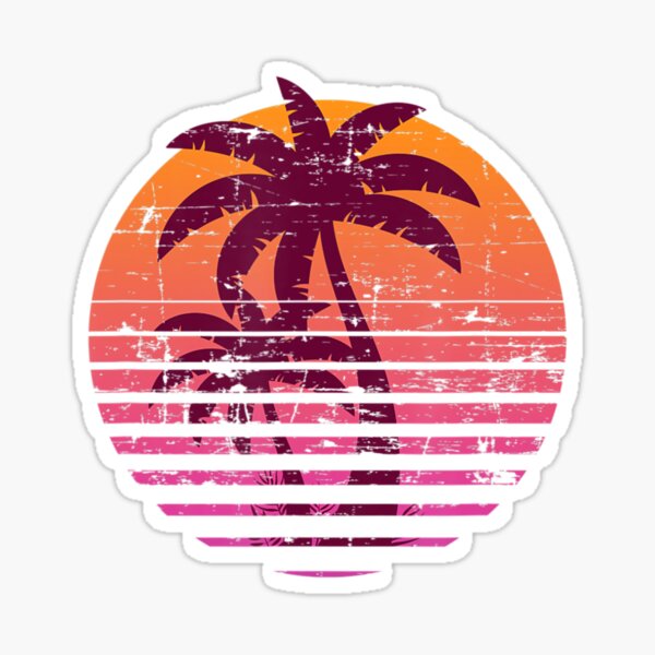 "90S Retro Art Vaporwave Aesthetic Palm Trees 80S Vaporwave" Sticker ...
