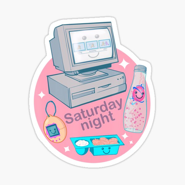 "90S Saturday Night" Sticker for Sale by Ponarake | Redbubble