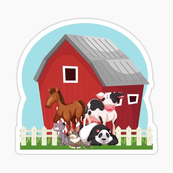 "Funny farm with lots of animals" Sticker for Sale by Sticker-Palace ...