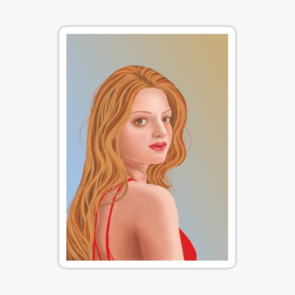 "The Beautiful Girl in Red Posing Sideways" Sticker for Sale by ...