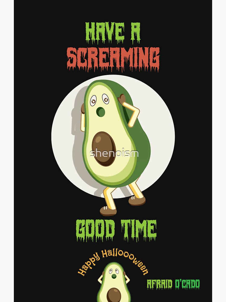 "Halloween Fruit For Kids Spooked Scared Avocado" Sticker for Sale by ...