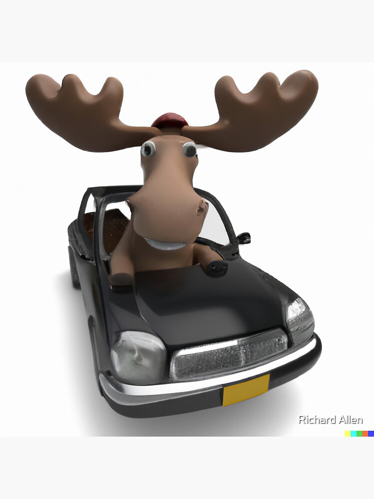 "Cartoon Moose in a Car" Sticker for Sale by richard49 | Redbubble