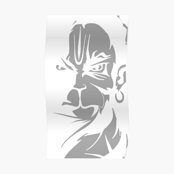 "Angry Hanuman grey" Poster for Sale by PrepNew | Redbubble