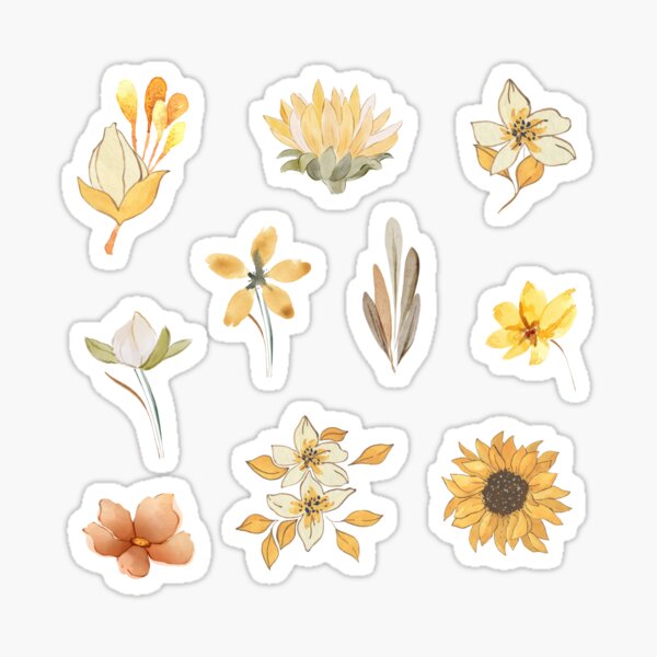 "Beige Brown Watercolor Flowers " Sticker for Sale by Sky15-Designs ...