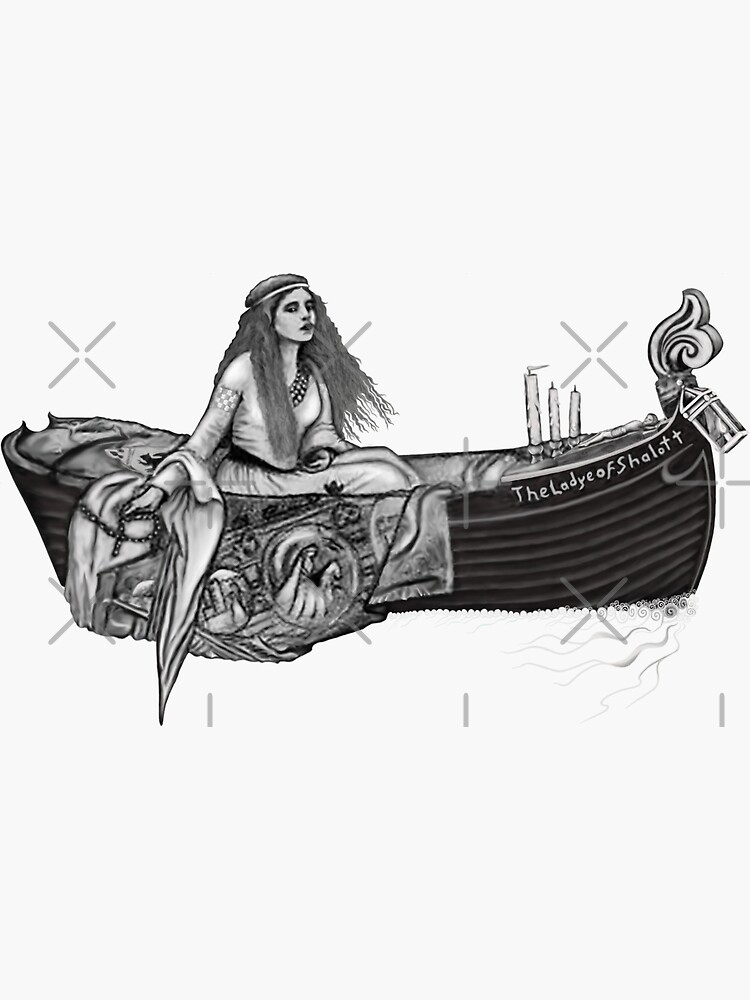 "The lady of Shallot - drawing " Sticker for Sale by Kestrelle | Redbubble