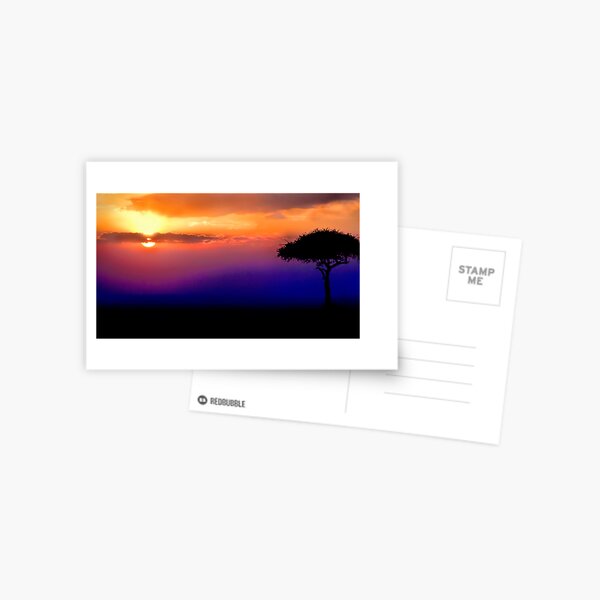 "Sunset Over Masai Mara, Kenya III" Postcard for Sale by GreenEyedHarpy ...