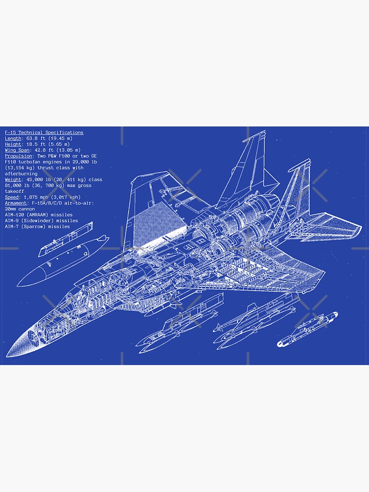 "F-15 Blueprint" Sticker for Sale by mikejapan2 | Redbubble