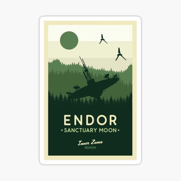 "Endor, Sanctuary Moon Poster" Sticker for Sale by lawrencegad | Redbubble