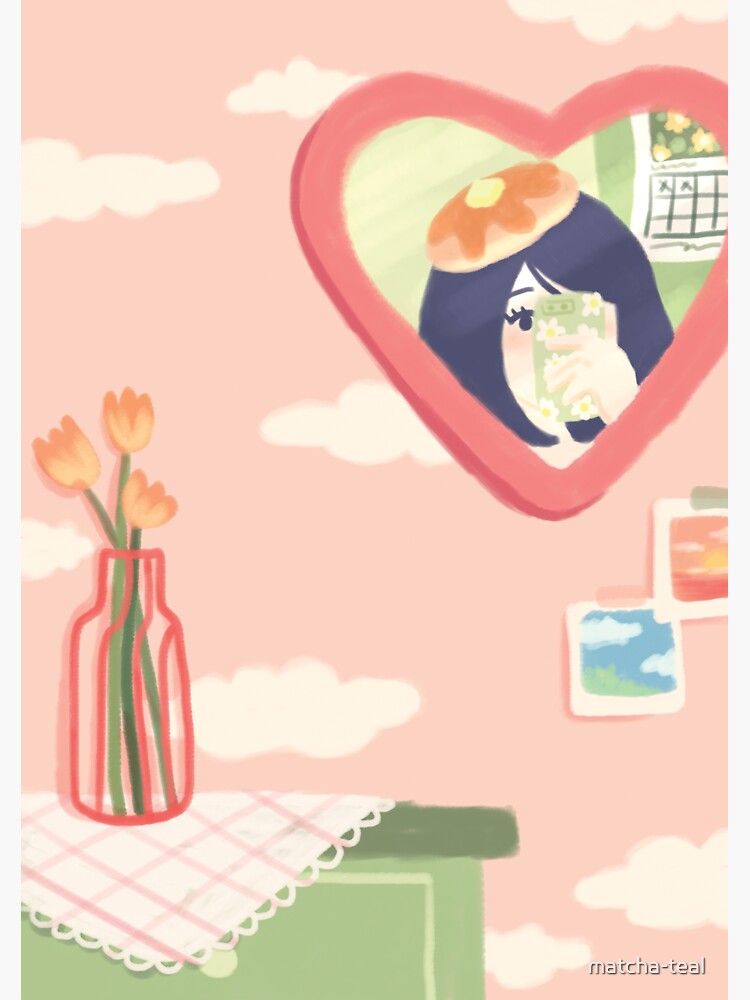 "Cute Wall Mirror Selfie" Sticker for Sale by matcha-teal | Redbubble