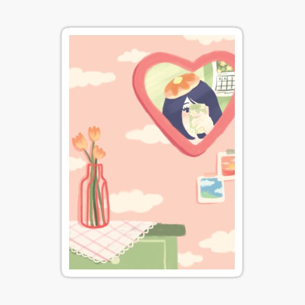 "Cute Wall Mirror Selfie" Sticker for Sale by matcha-teal | Redbubble