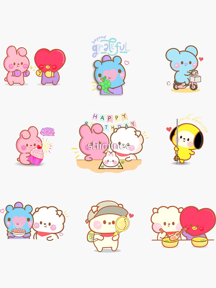 "Cute Kawaii BTS BT21 characters BTS post on IG" Sticker for Sale by ...