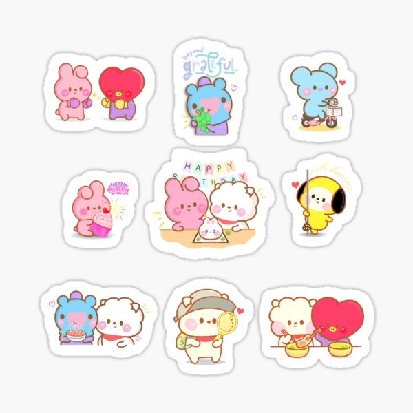 "Cute Kawaii BTS BT21 characters BTS post on IG" Sticker for Sale by ...