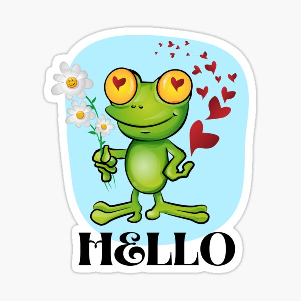 "hello frog." Sticker for Sale by Art-Vibrations | Redbubble