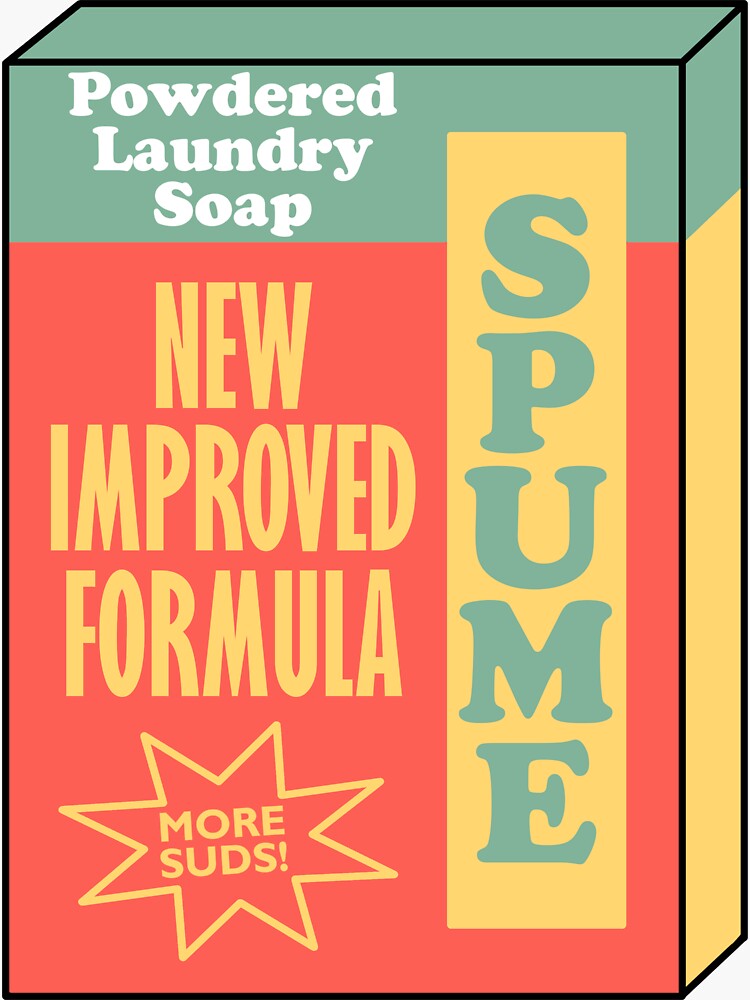 "SPUME Vintage Soap Box Drawing" Sticker for Sale by mrtraz | Redbubble