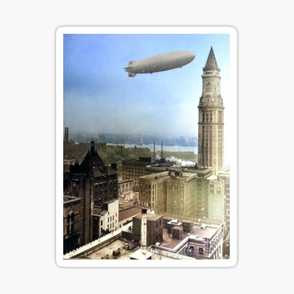 "The Hindenburg flying over Boston - History Colorized" Sticker for ...