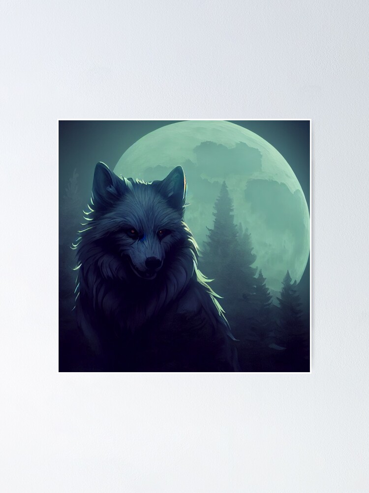 Póster «Lobo pensativo bajo la luna llena Imprescindible» de Sam ...