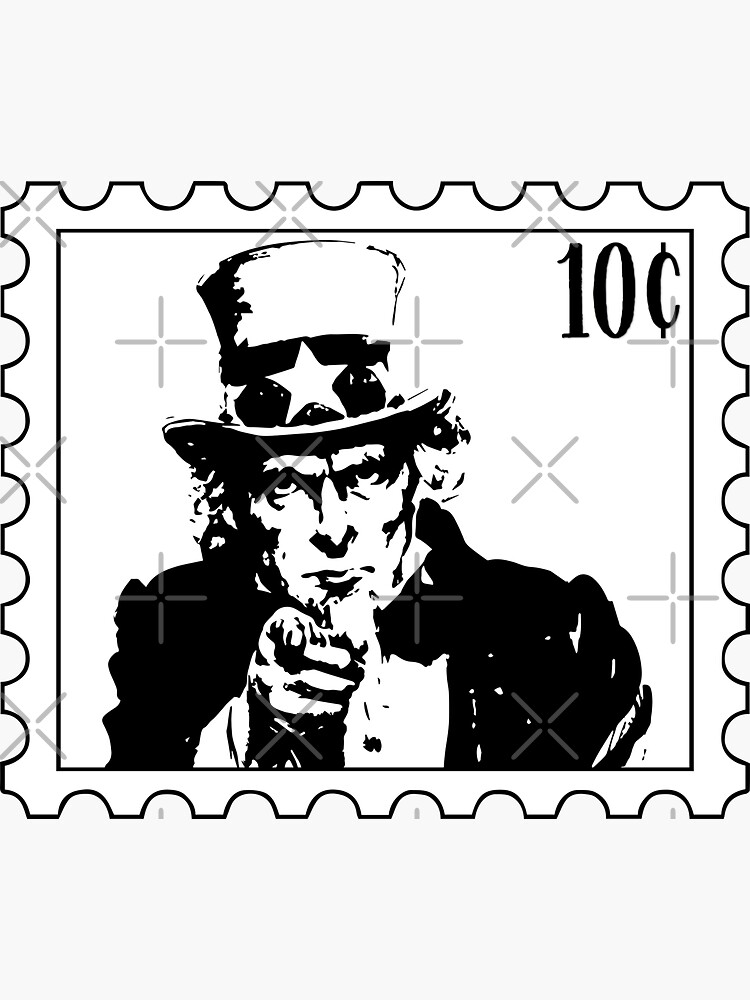 "Uncle Sam (White Postage Stamp)" Sticker for Sale by 223digitalarts ...