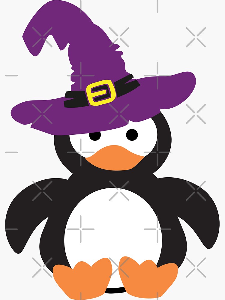 "Cute halloween witch penguin" Sticker for Sale by flamendes | Redbubble