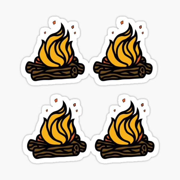 "burning camp fire " Sticker for Sale by Sanfox55 | Redbubble