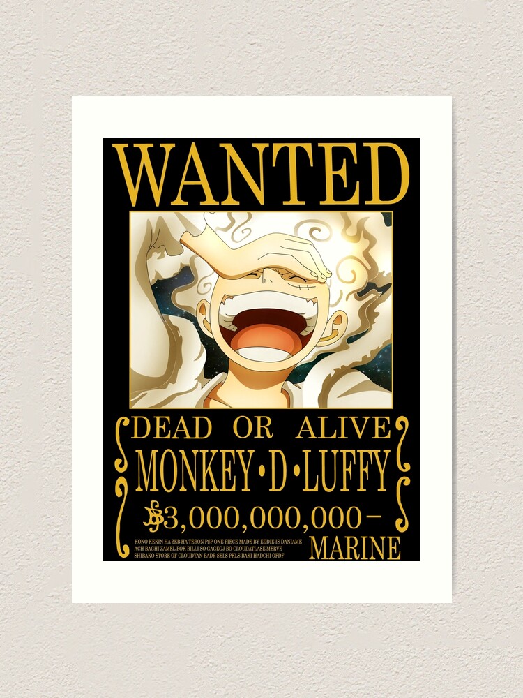 "One Piece Wanted new bounty poster Monkey D Luffy Gear 5 Joy Boy" Art ...
