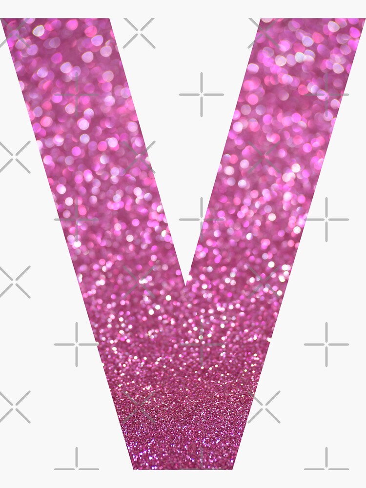 "Pink Glitter Letter - V" Sticker for Sale by Hayatartdesign | Redbubble