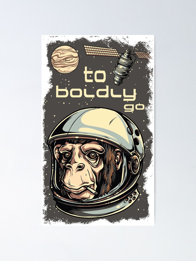 "monkey space planet earth cute artwork " Poster for Sale by ...
