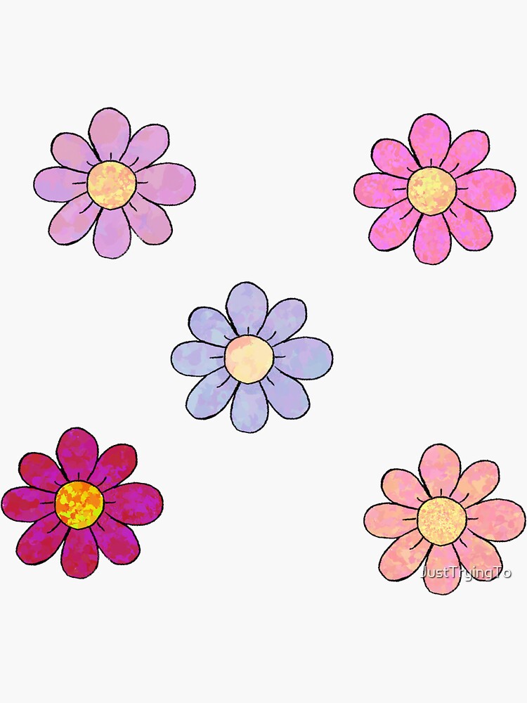"Pink flower sticker pack" Sticker for Sale by JustTryingTo | Redbubble