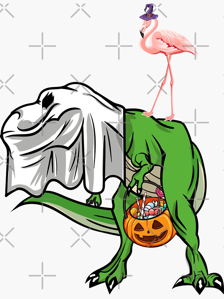 "Flamingo Bird Riding T-Rex Dinosaur" Sticker for Sale by boutiquekarim ...