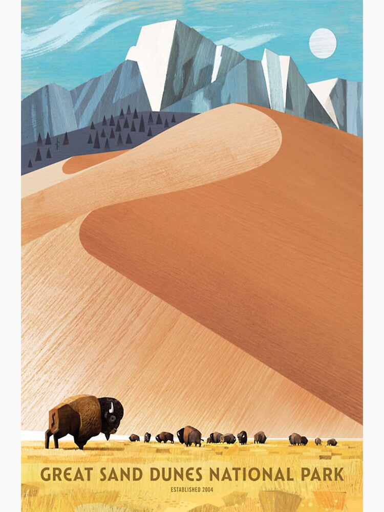 "Great Sand Dunes National Park Colorado Travel Decal Bison" Sticker ...