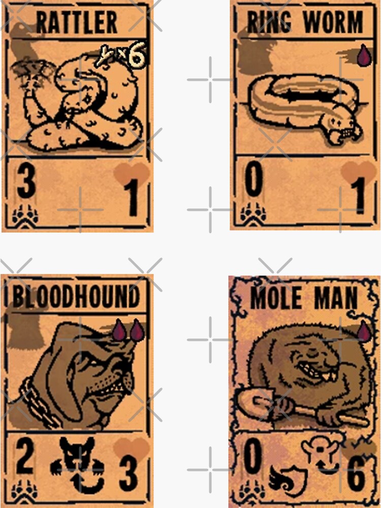 " Inscryption,rattler,mole man,ring worm,bloodhound" Sticker for Sale ...