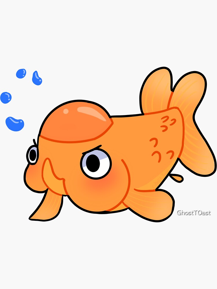 "Grumpy Ranchu Goldfish" Sticker for Sale by GhostT0ast | Redbubble