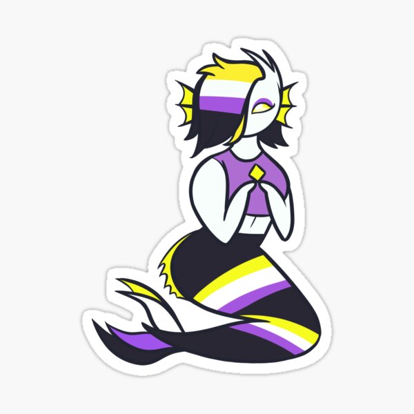 "Nonbinary mermaid" Sticker for Sale by TwistyOrchid | Redbubble