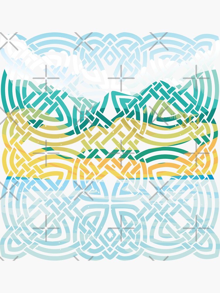 "Mountain Ocean Scene in Celtic Knot" Sticker for Sale by damonasplace ...