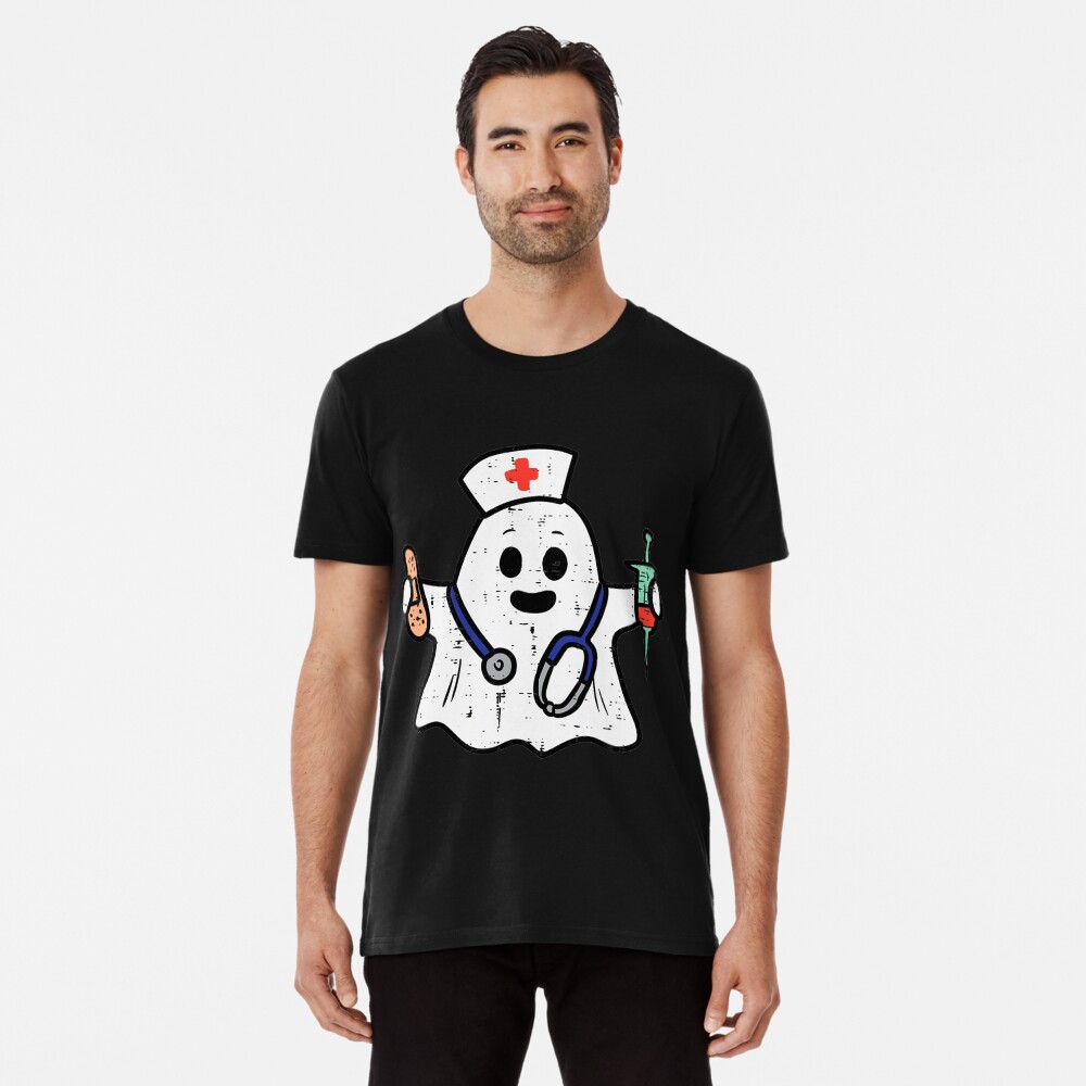 "Nurse Ghost Scrub Top Halloween Costume For Nurses Women RN" Sticker ...