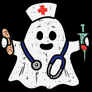 "Nurse Ghost Scrub Top Halloween Costume For Nurses Women RN" Sticker ...