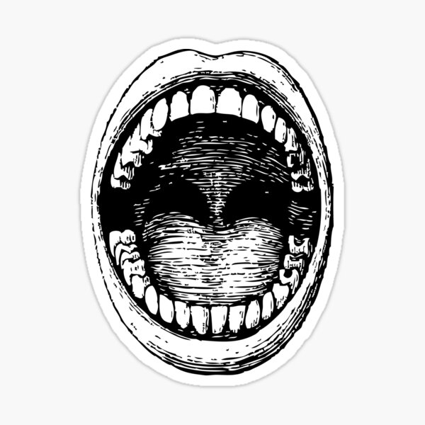 "biting teeth line drawing" Sticker for Sale by venomouspixie | Redbubble