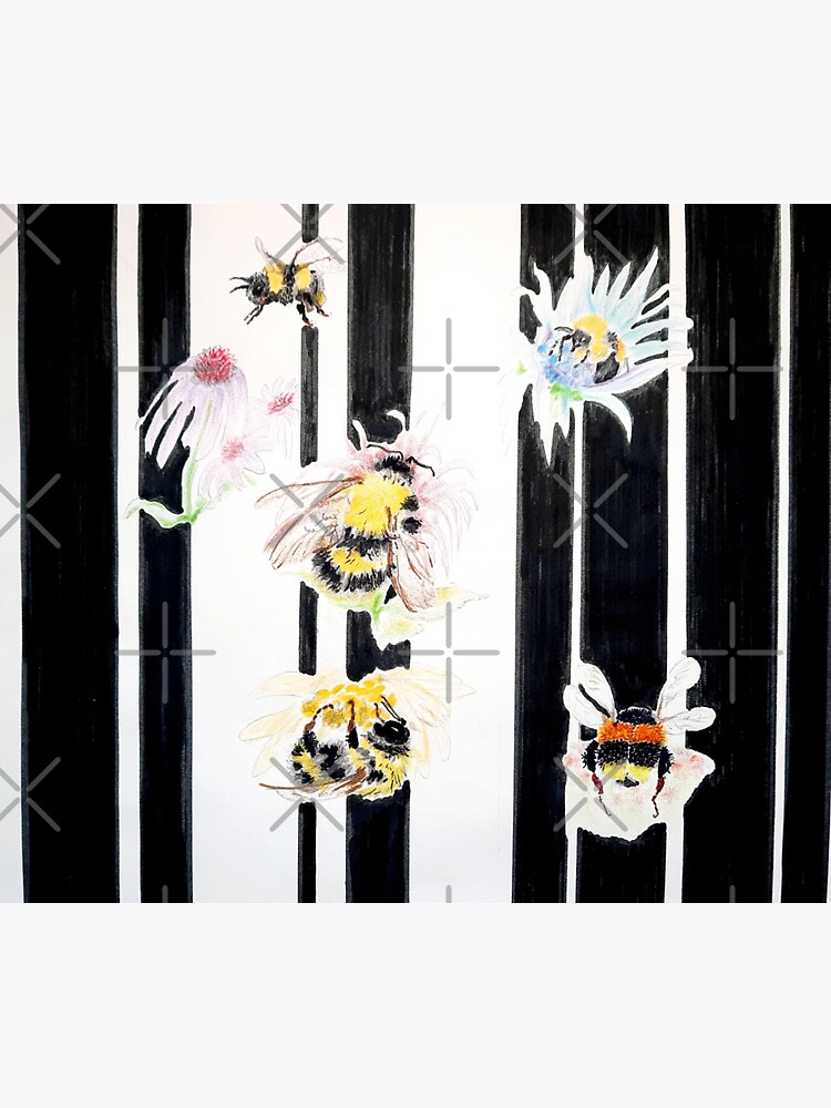 "Bees On Stripes" Sticker for Sale by DETalas | Redbubble