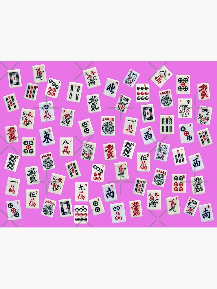 "Mahjongg game tiles design on pink color" Poster for Sale by ...