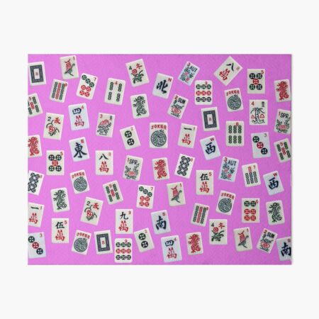 "Mahjongg game tiles design on pink color" Art Board Print for Sale by ...